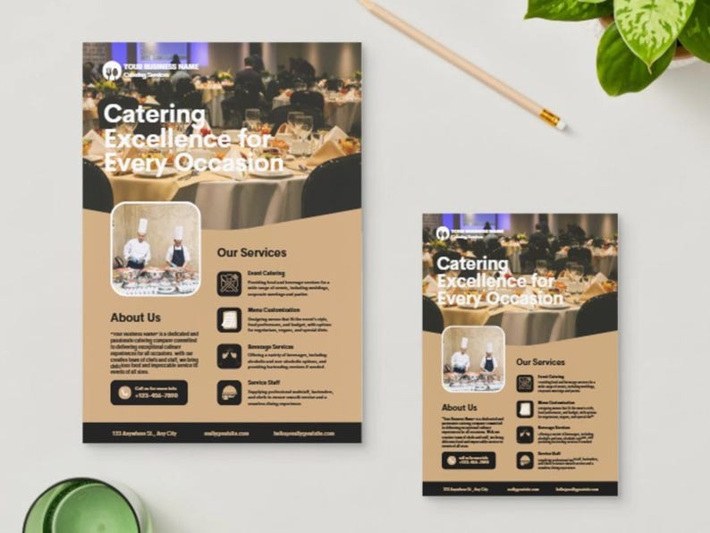 Editable Catering Flyer Template: Restaurant & Event Marketing (canva ...