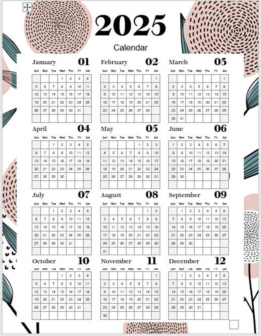 2025 Minimalist Calendar: Printable Monthly Planner (a4/letter Size ...