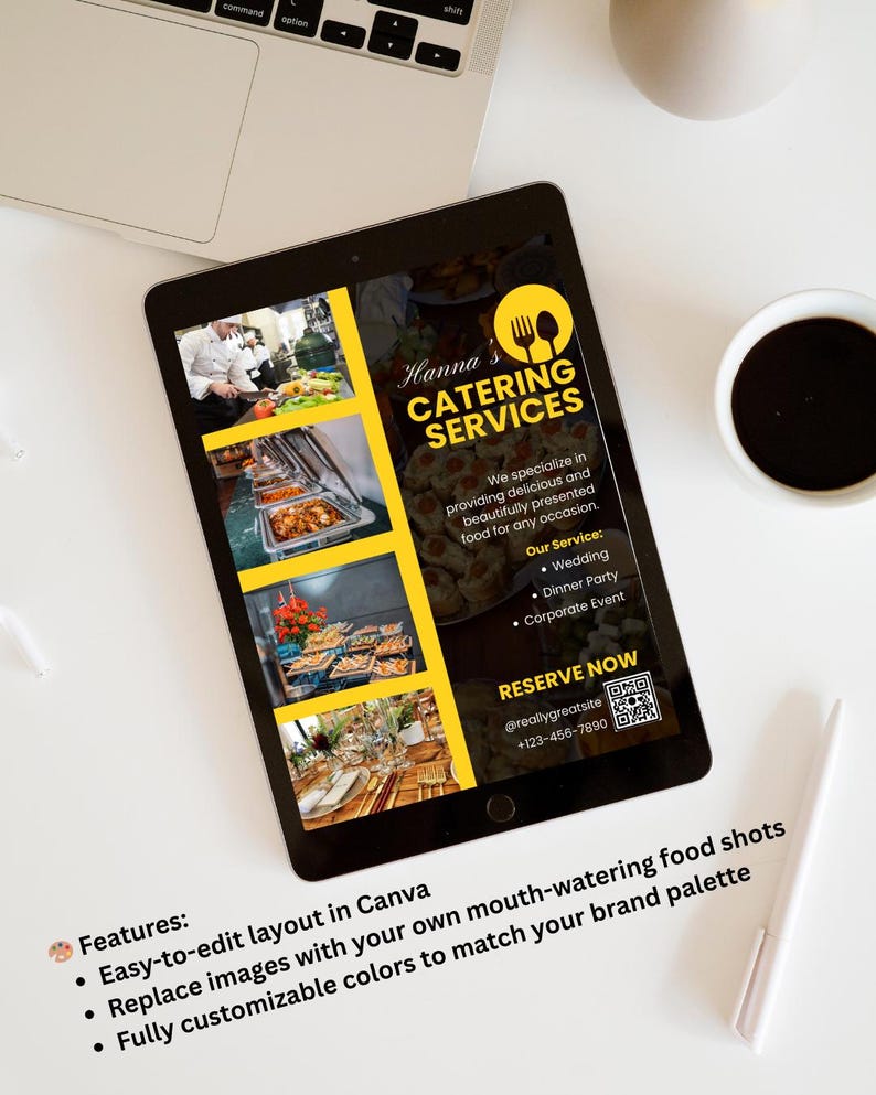 Editable Catering Flyer Template: Restaurant & Event Promotion (canva ...