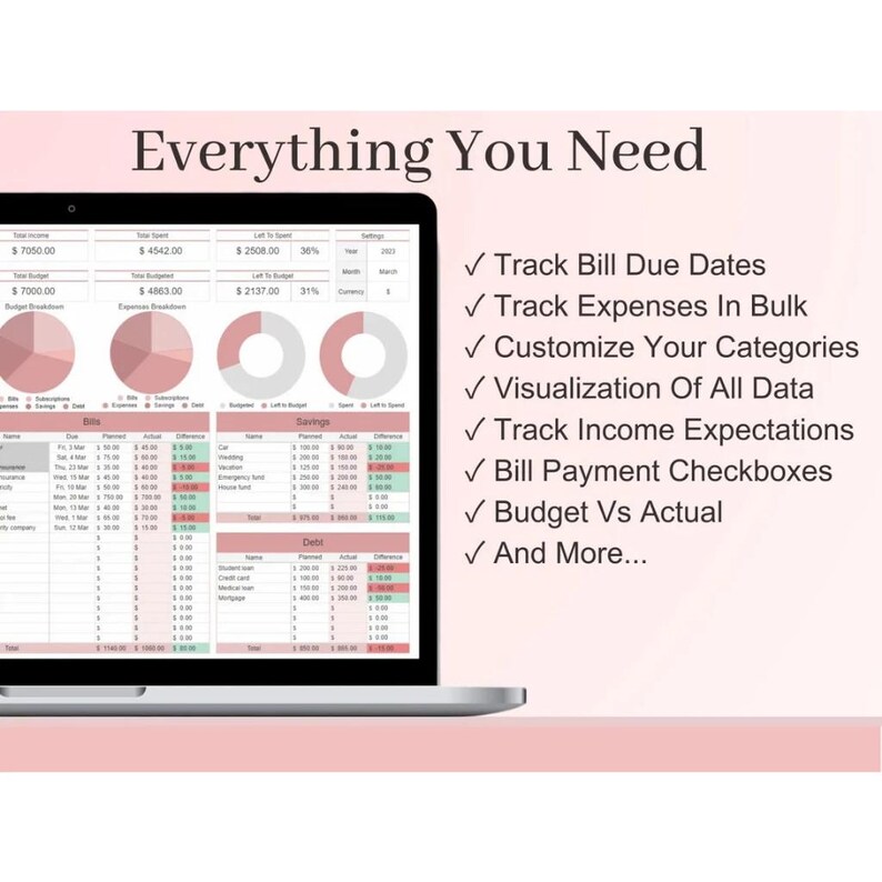 Monthly Budget Spreadsheet | Digital Budget Planner| Personal Finances ...