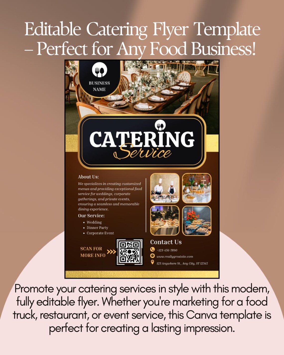 Editable Catering Flyer Template: Restaurant & Event Promotion (canva ...