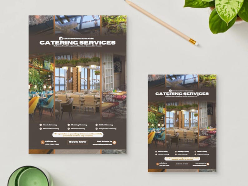 Editable Catering Flyer Template: Restaurant & Event Marketing (canva ...