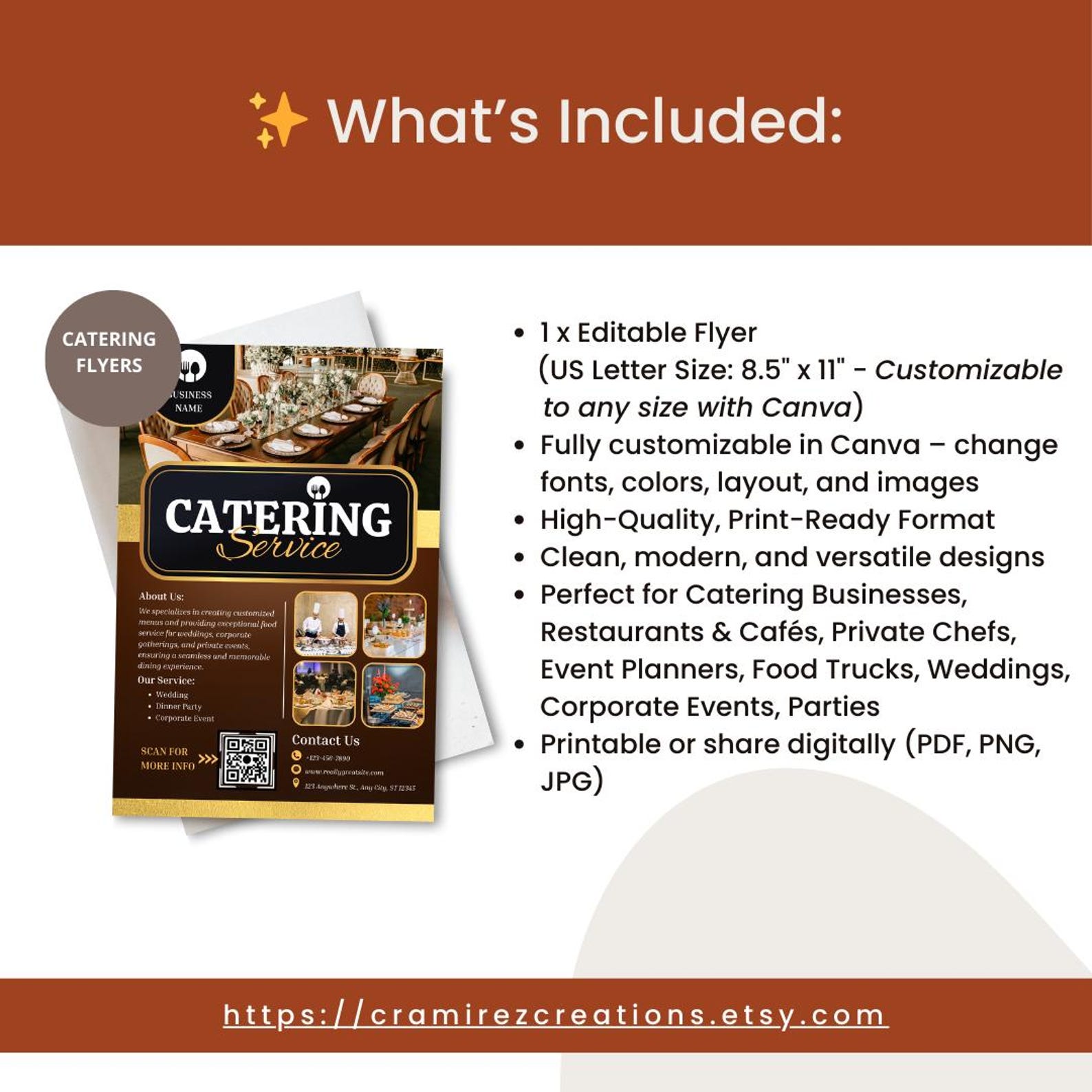 Editable Catering Flyer Template: Restaurant & Event Promotion (canva ...