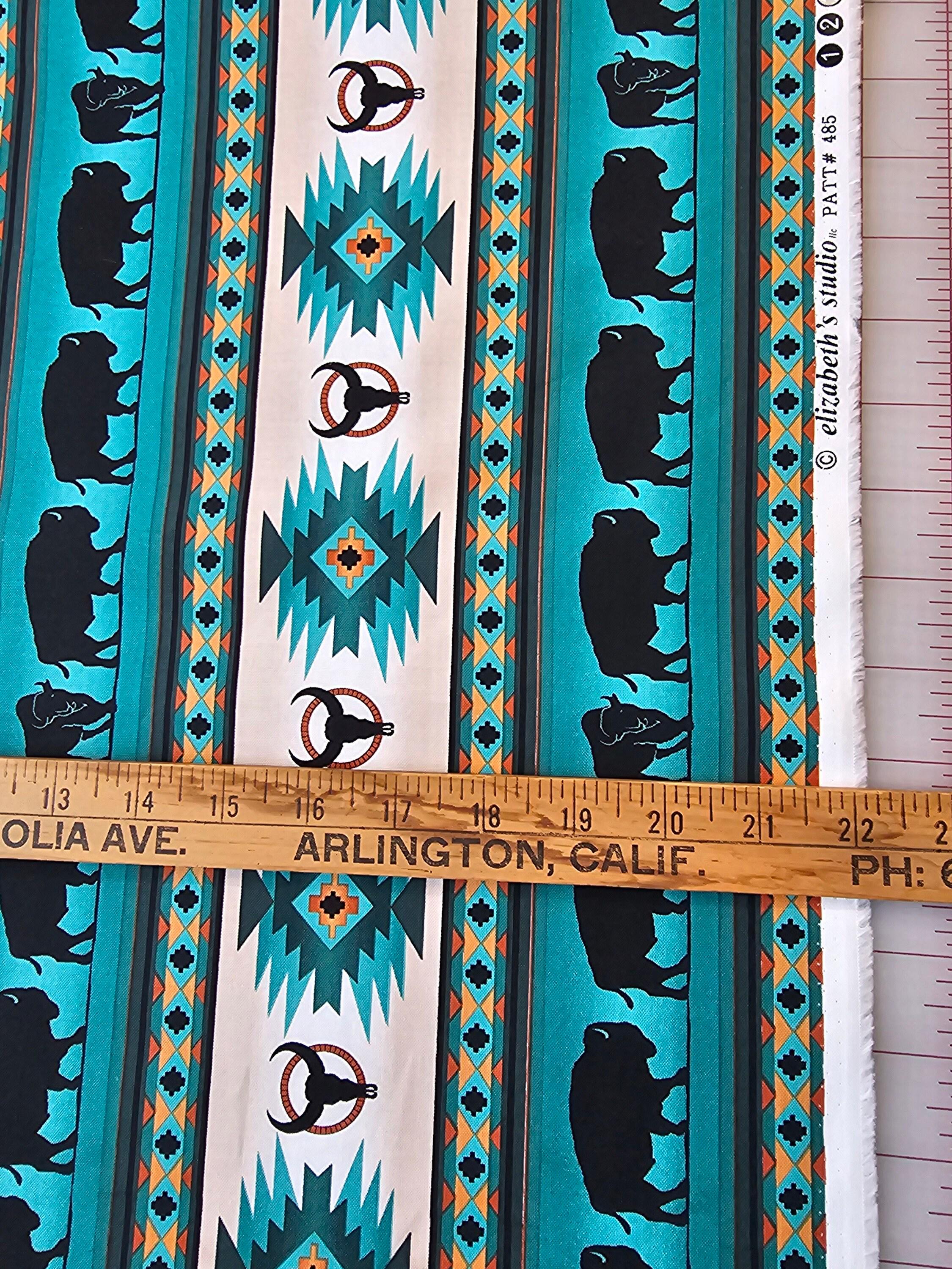 Elizabeth's Studio Tucson Turquoise Buffalo. 100% Cotton Fabric by the ...