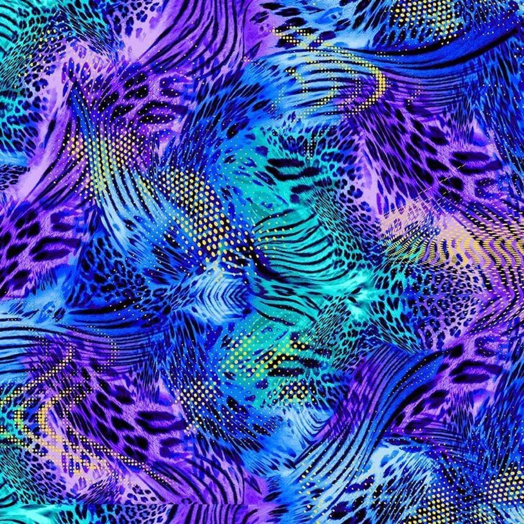 Metallic Cat Print Cotton Fabric: Multi-color Animal Skin Pattern - Etsy