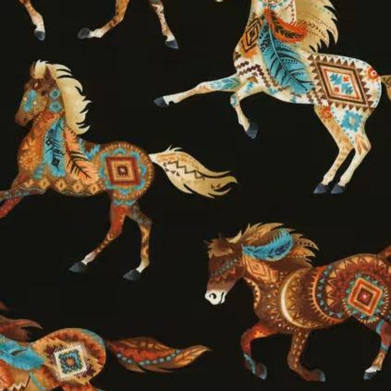 Aztec Horses Fabric - Etsy