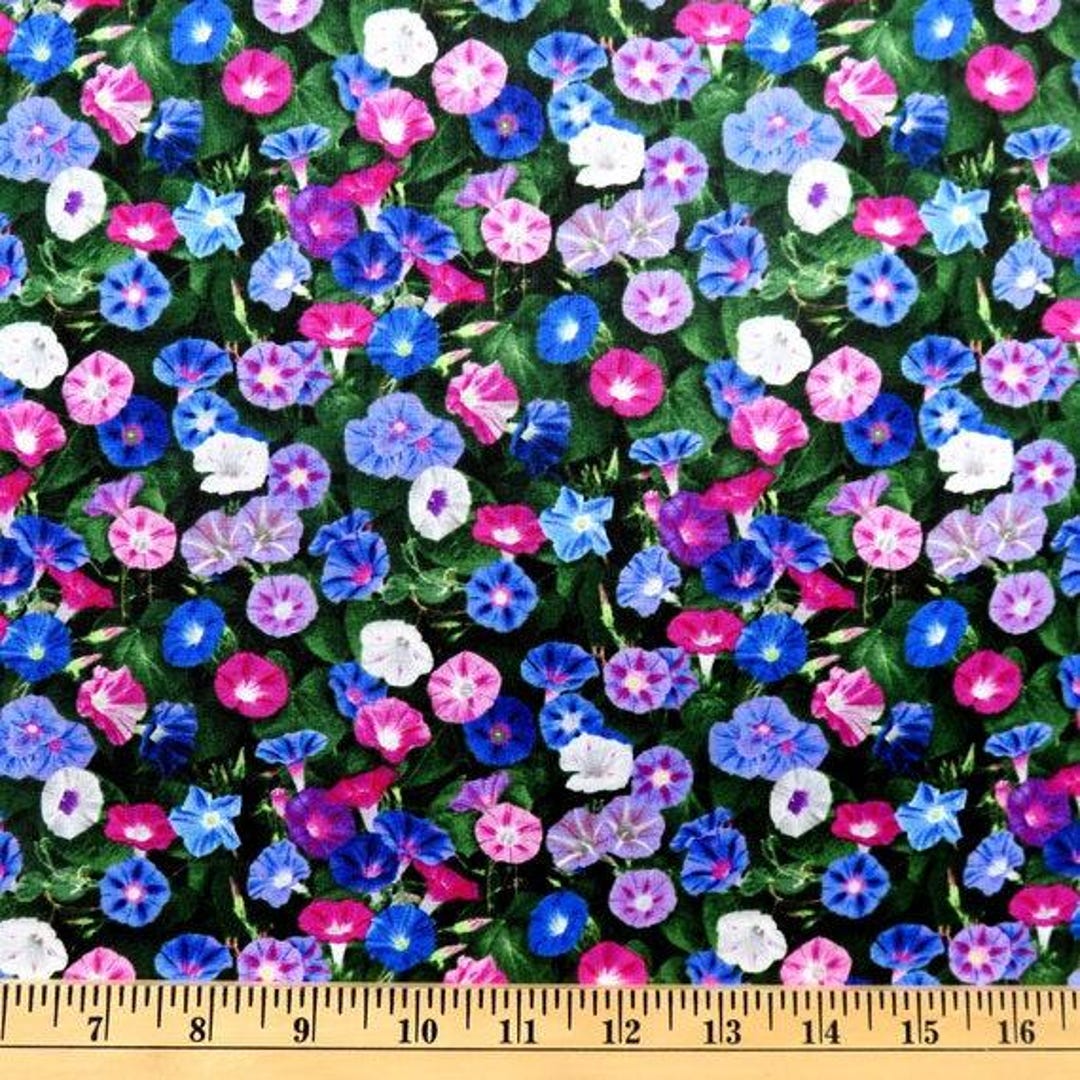 17 Inch Remnant Elizabth's Studio Landscape Medley Morning Glories ...