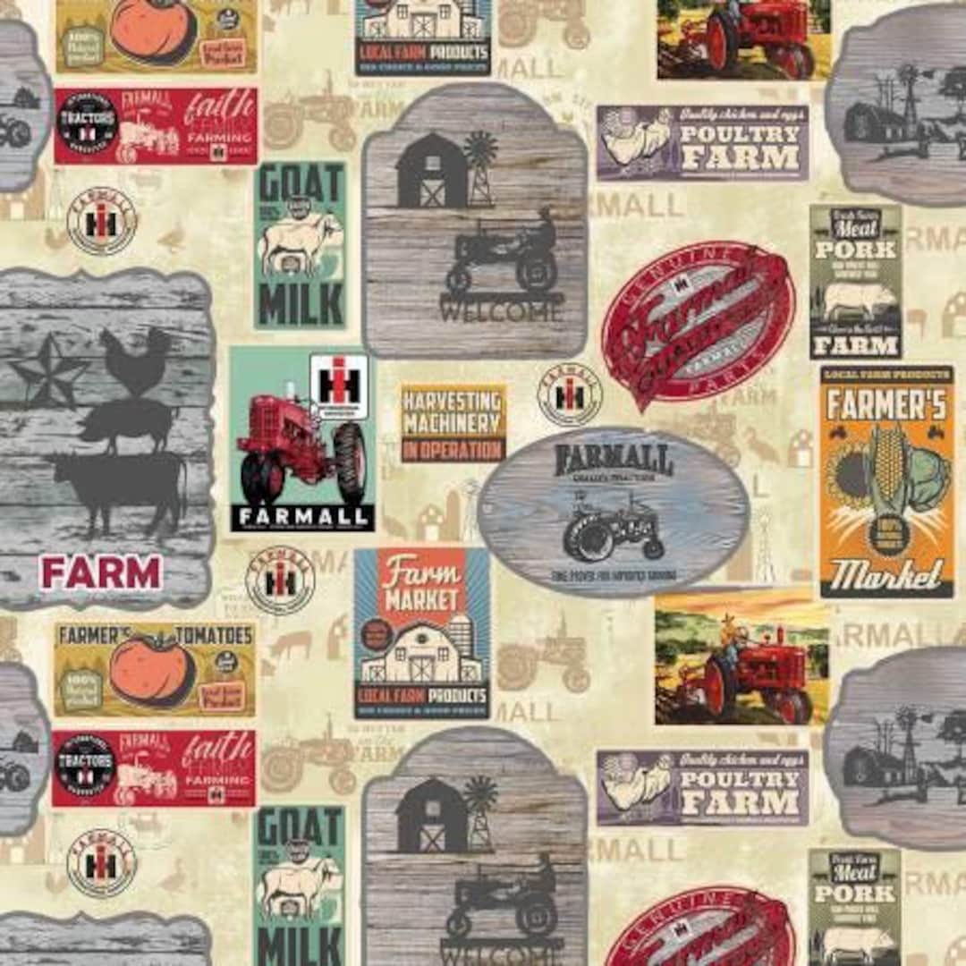 Farmall Farm to Table. Table Signs 100% Cotton Fabric by the Half Yard ...