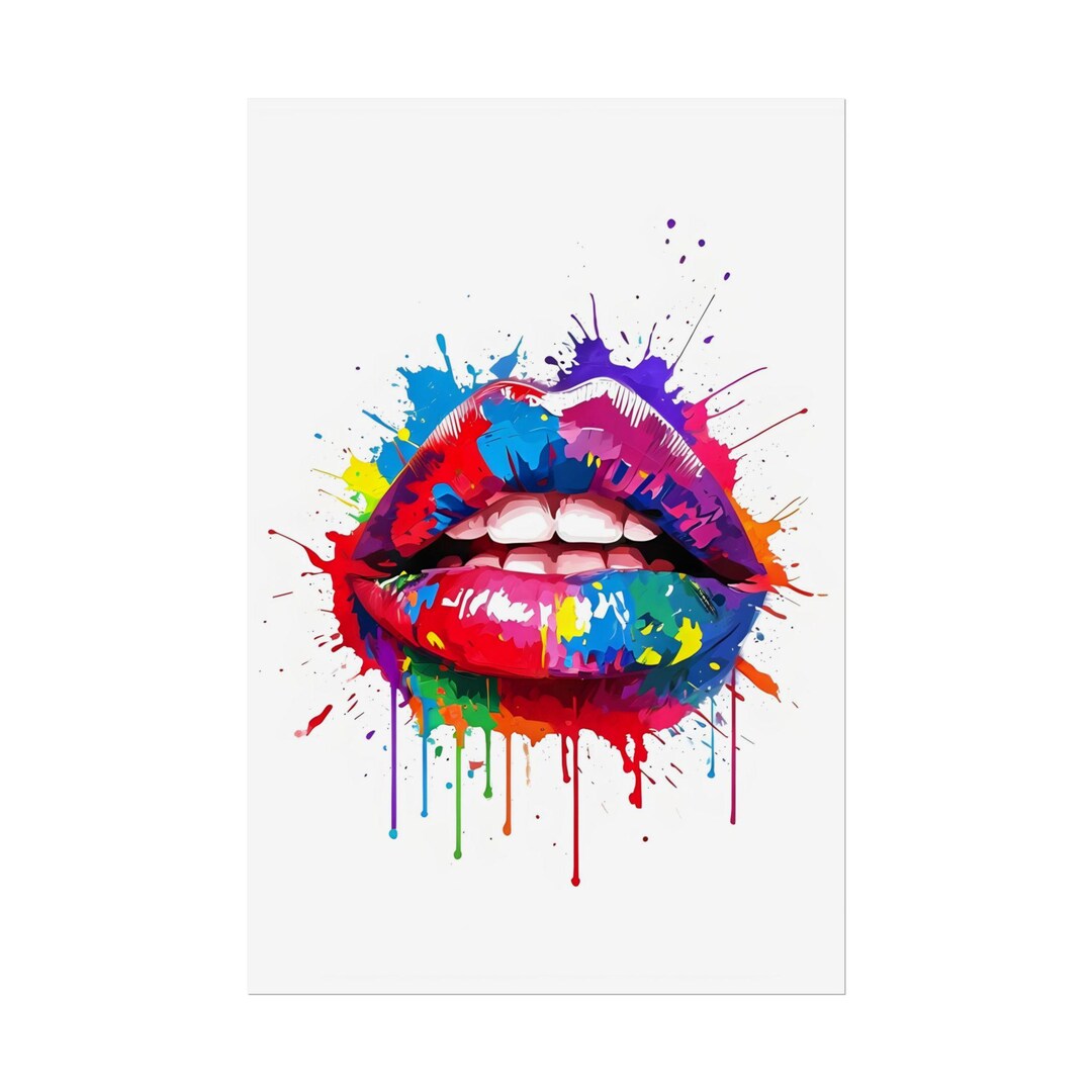 Artistic Lips Digital Download, Colorful Wall Art for Home Decor, Funky ...