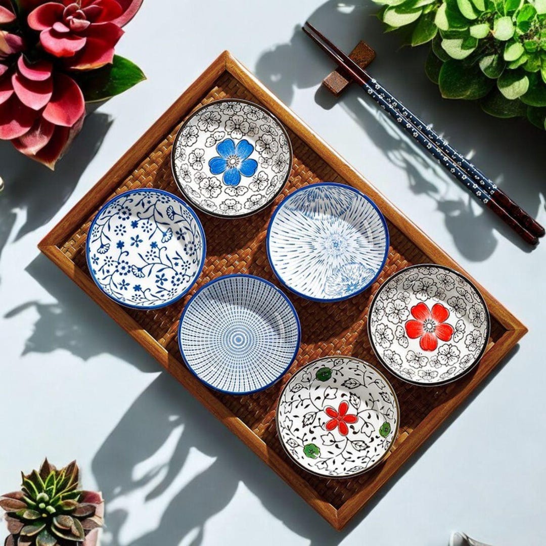 6pcs Japanese Mini Ceramic Plate, Dipping Sashimi Sushi Soy Sauce ...