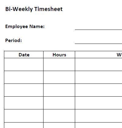 Bi-weekly Time Sheet - Etsy