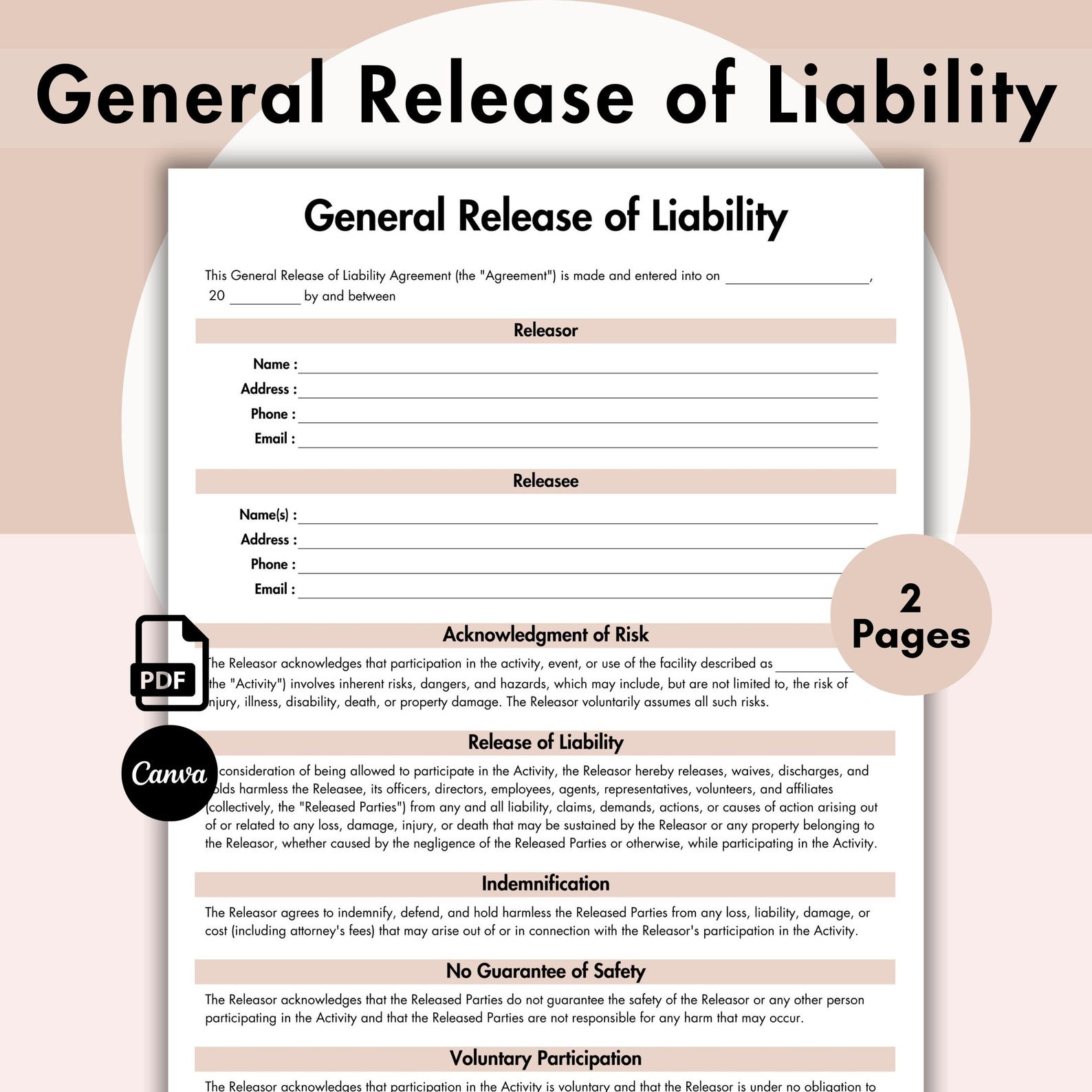 General Release of Liability, Informed Consent, Indemnity Waiver ...