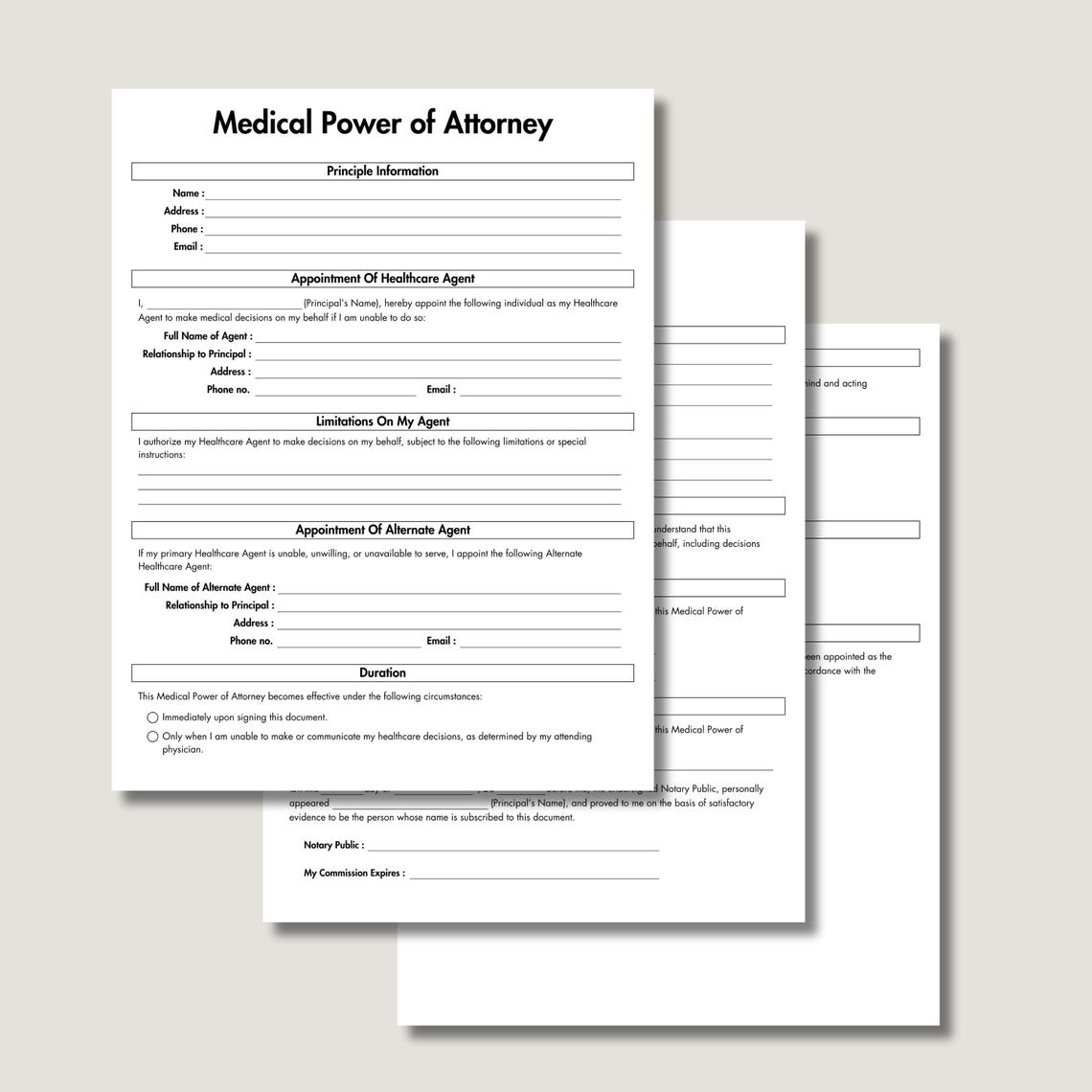 Medical Power of Attorney, Printable & Editable Medical Power of ...