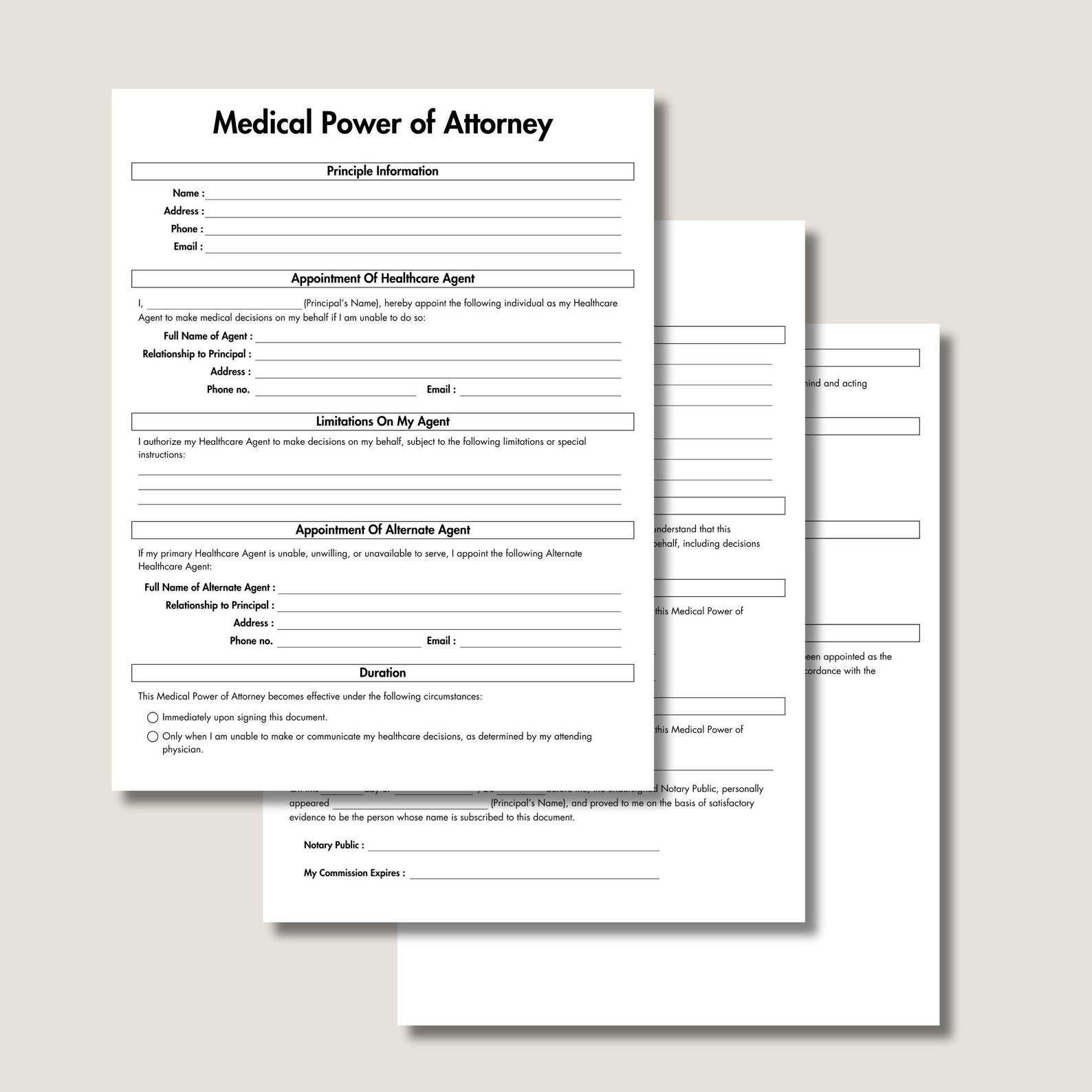 Medical Power of Attorney, Printable & Editable Medical Power of ...