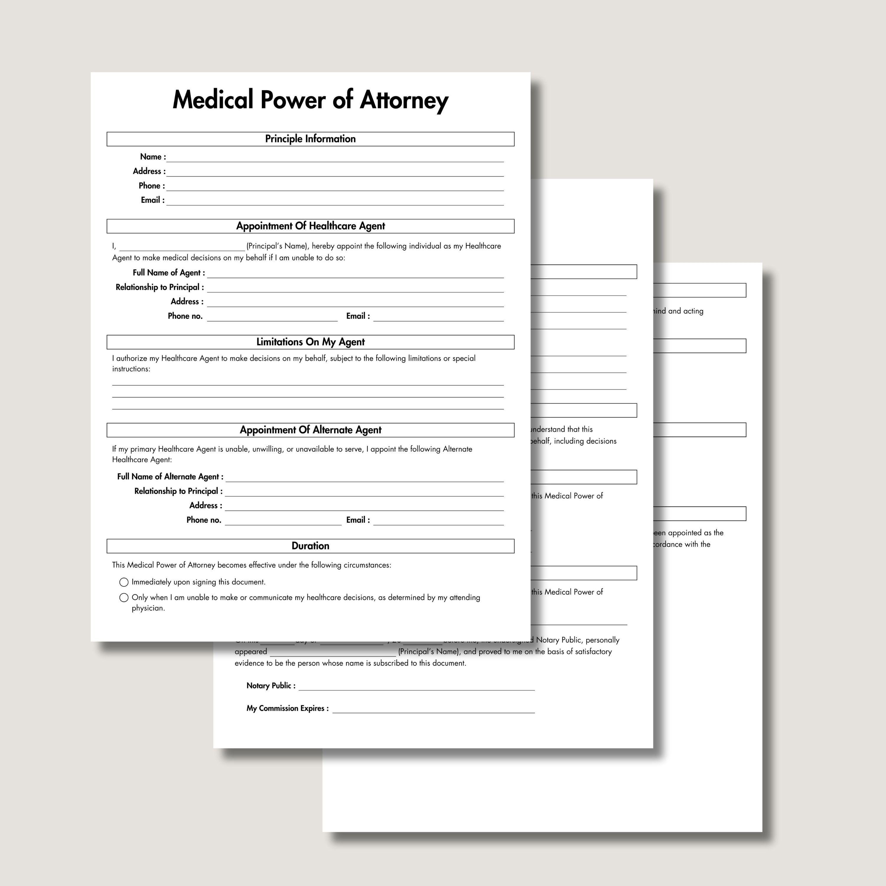 Medical Power of Attorney, Printable & Editable Medical Power of ...