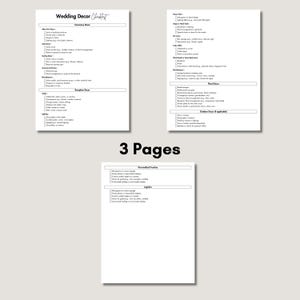 Wedding Decor Checklist, Printable & Editable Wedding Decor Plan ...