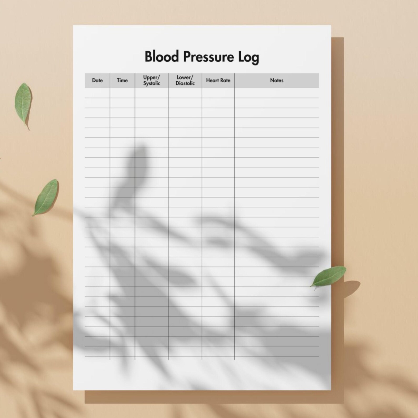 Blood Pressure Log Template, Editable Blood Pressure Tracker Form ...