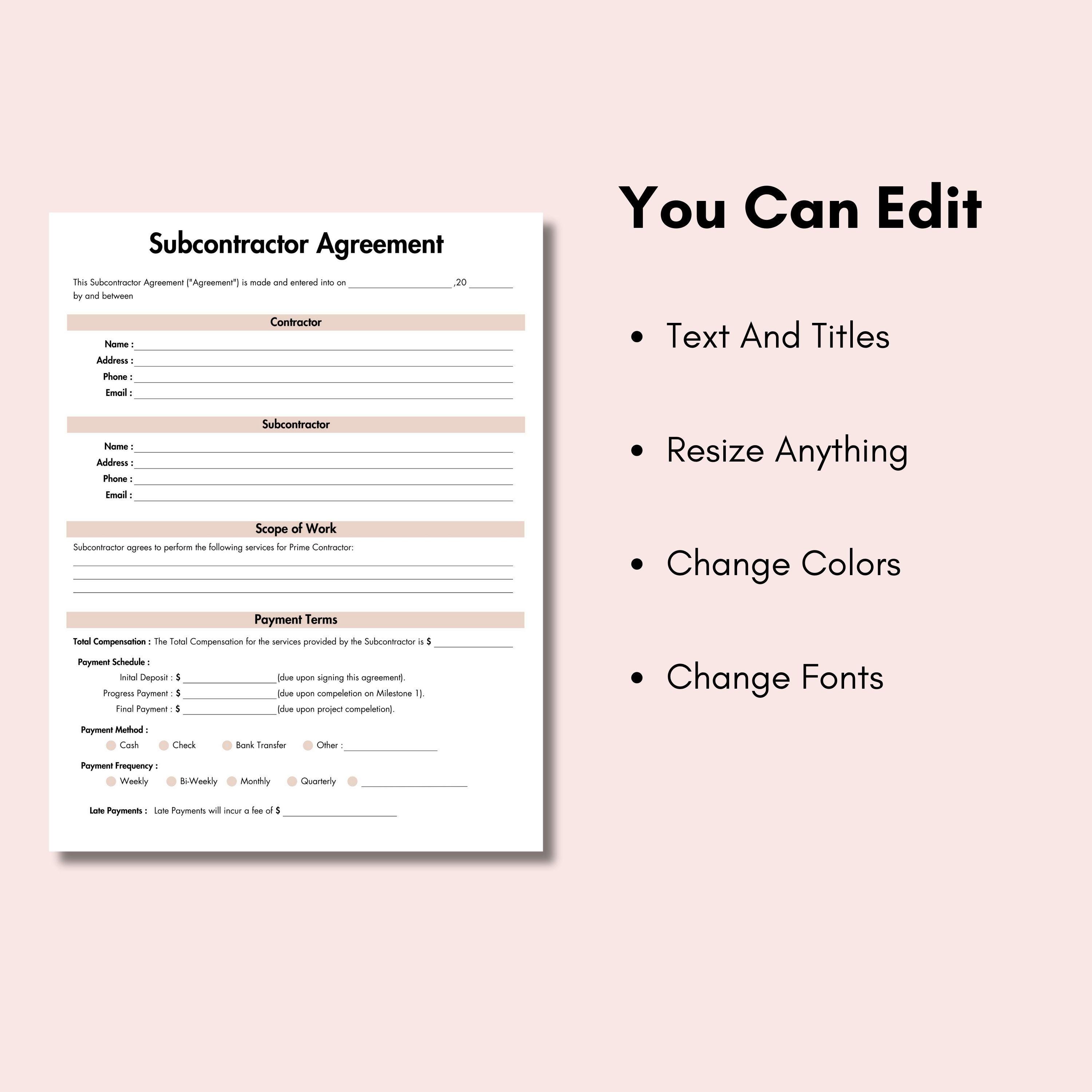 Subcontractor Agreement Form, Job Subcontractor Agreement Forms ...