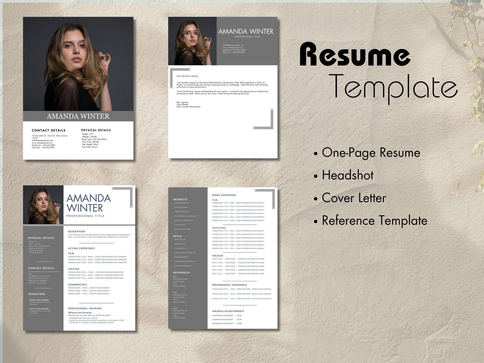 Editable Actress & Actor Resume Template With Photo, Acting Resume ...
