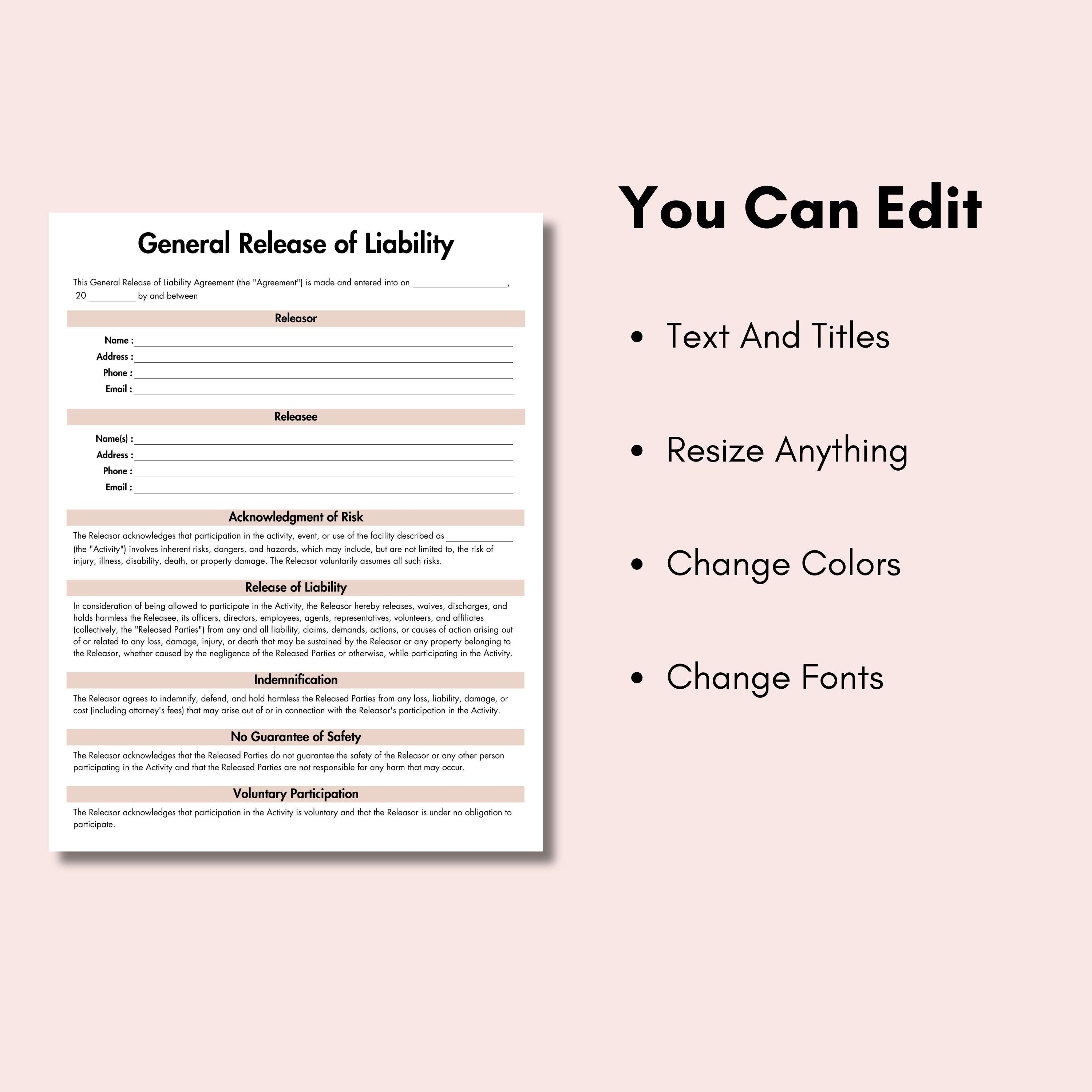 General Release of Liability, Informed Consent, Indemnity Waiver ...