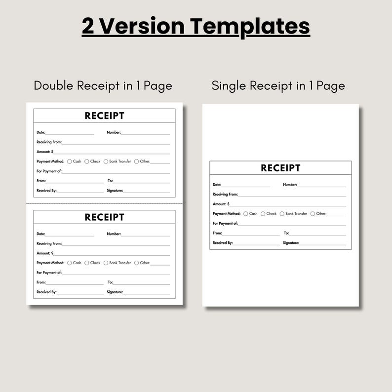 Editable Receipt Template, Simple Business Receipt, Sales Receipt for ...