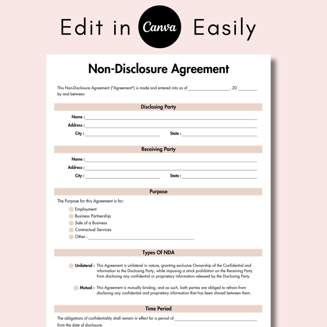 Non-disclosure Agreement, NDA Forms, Confidential Disclosure Agreement ...