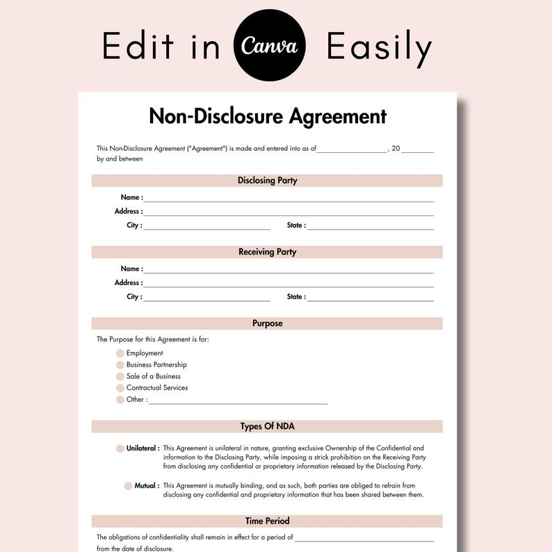 Non-disclosure Agreement, NDA Forms, Confidential Disclosure Agreement ...