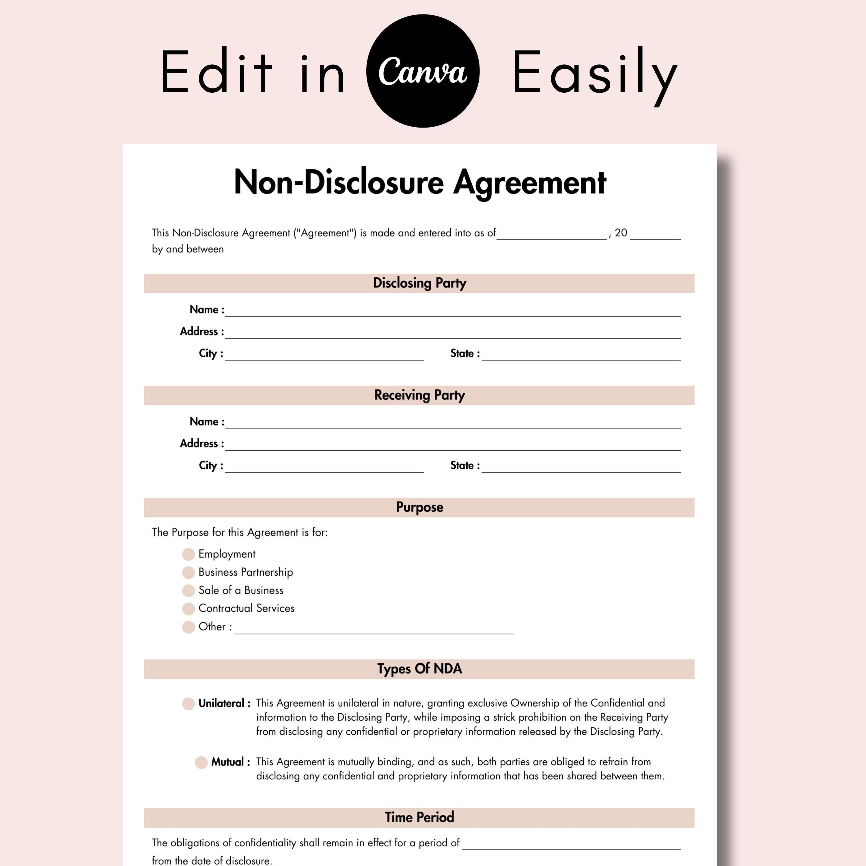 Non-disclosure Agreement, NDA Forms, Confidential Disclosure Agreement ...
