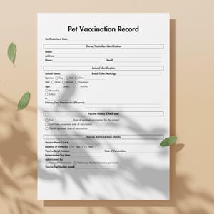 Editable Pet Vaccination Record Template, Dog Vaccination Record ...