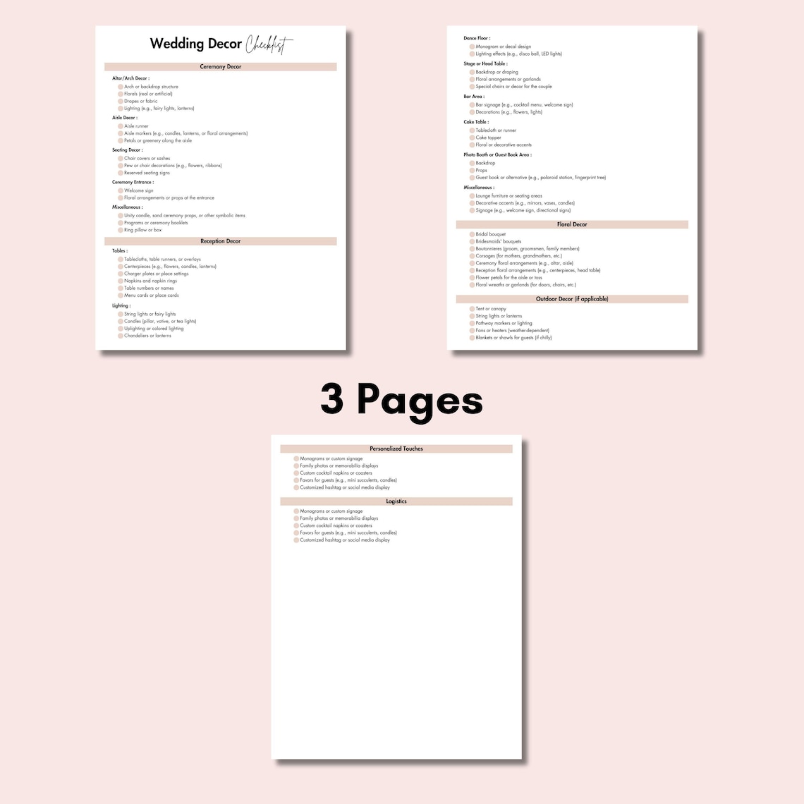 Wedding Decor Checklist, Wedding Decor Plan Checklist Template ...