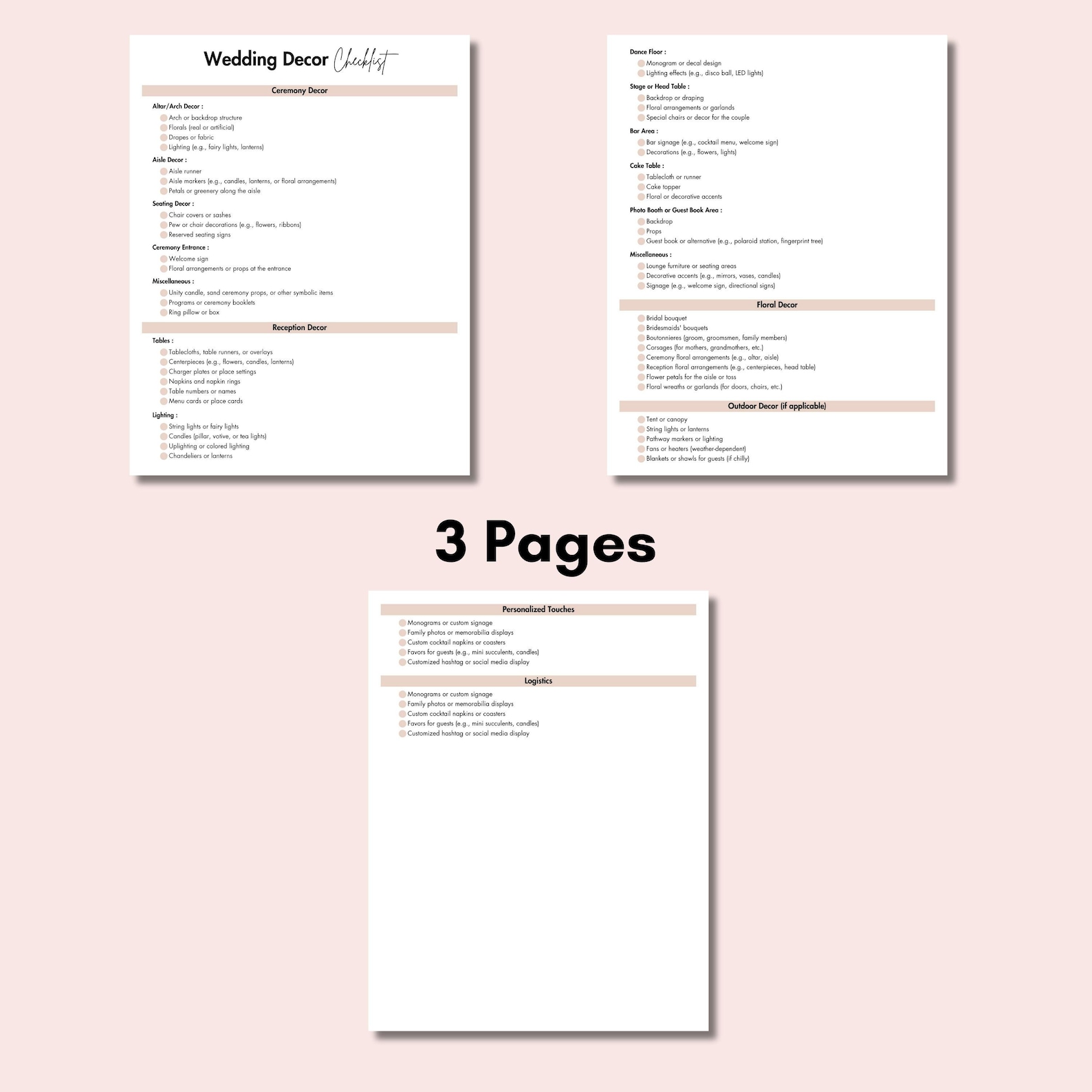 Wedding Decor Checklist, Wedding Decor Plan Checklist Template ...