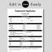 Editable Employee Application, Printable Application for Employment ...