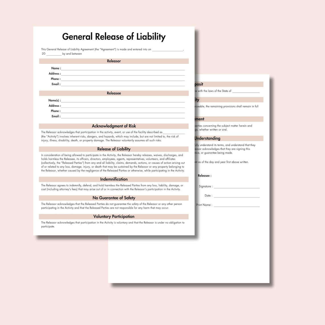 General Release of Liability, Informed Consent, Indemnity Waiver ...