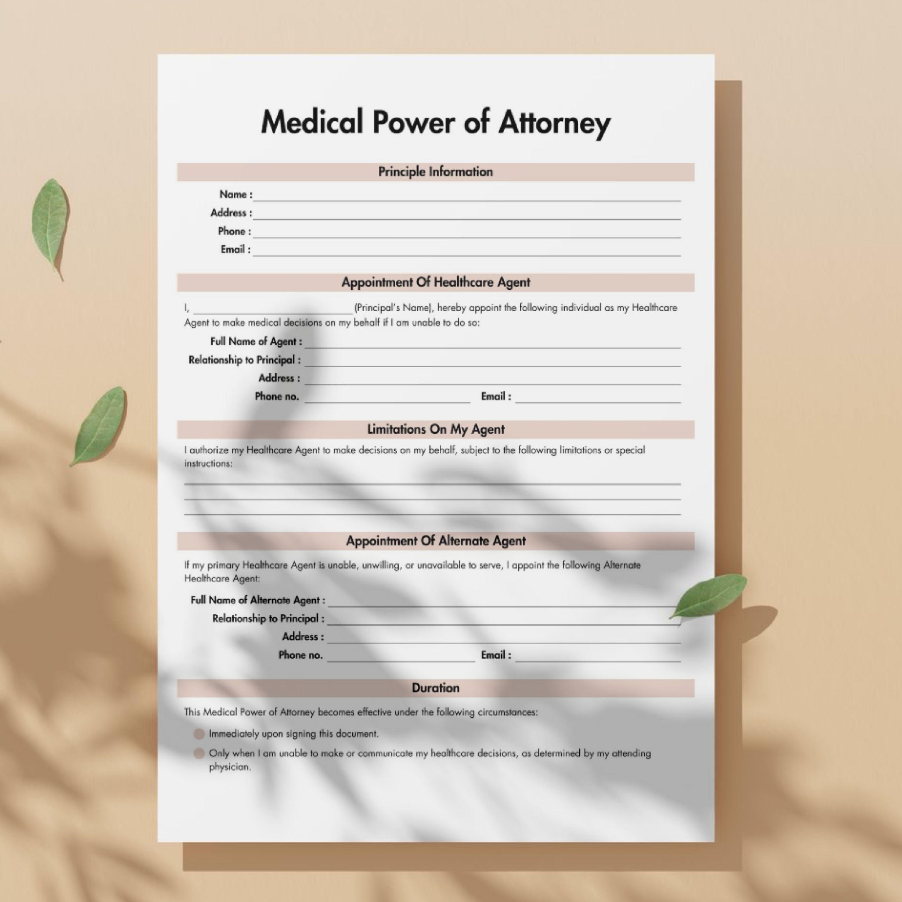 Medical Power of Attorney, Printable Medical Power of Attorney Template ...