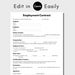 One Page Employment Contract, Editable Employment Service Contract ...