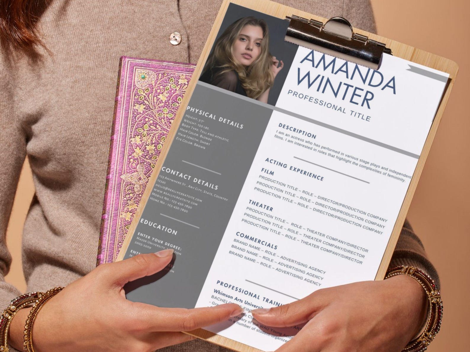 Editable Actress & Actor Resume Template With Photo, Acting Resume ...