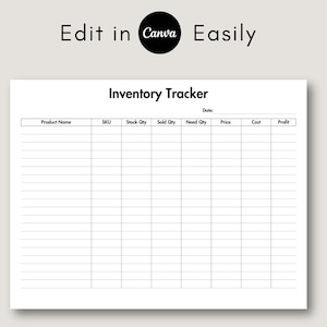 Editable Inventory Tracker Template, Product Inventory, Printable ...