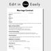 One Page Marriage Contract, Editable Couple Marriage Agreement Form ...