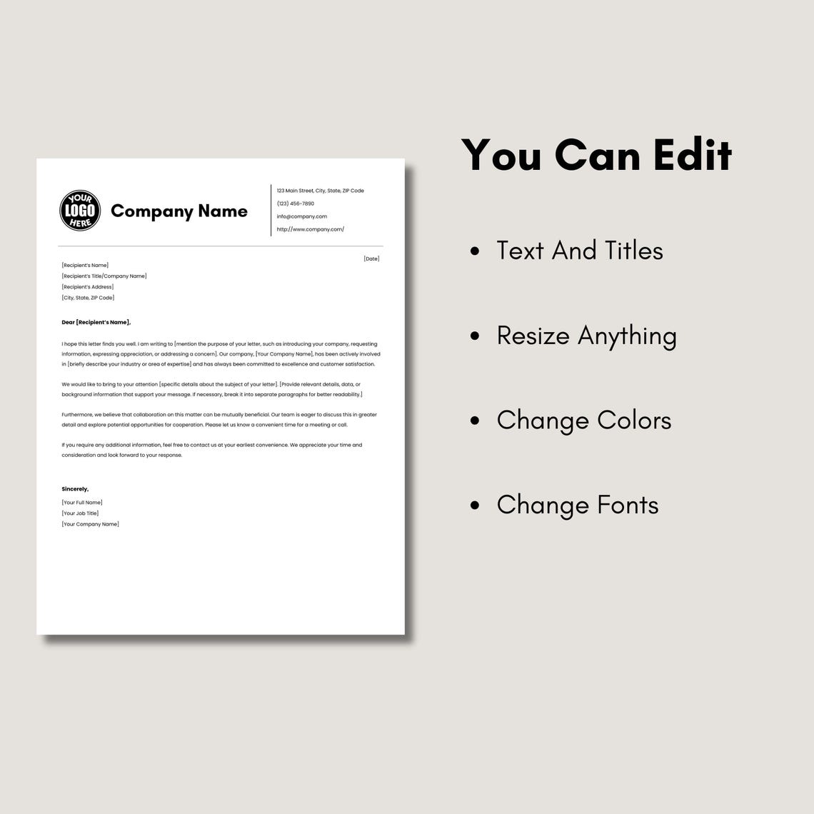 Editable Letterhead Template, Business Letterhead Template, Modern ...