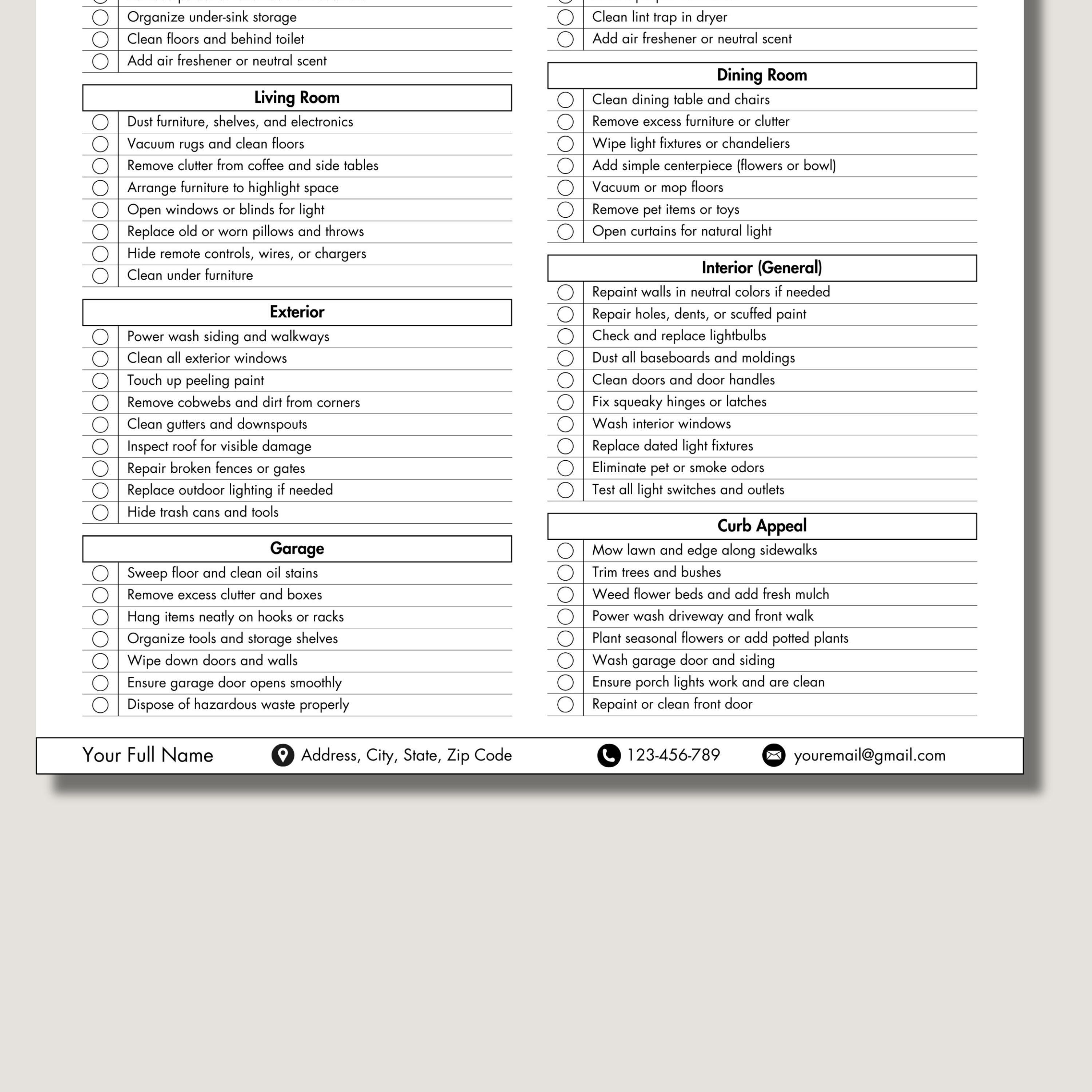 Editable Pre-listing Checklist, Home Seller Checklist Form, Real Estate ...