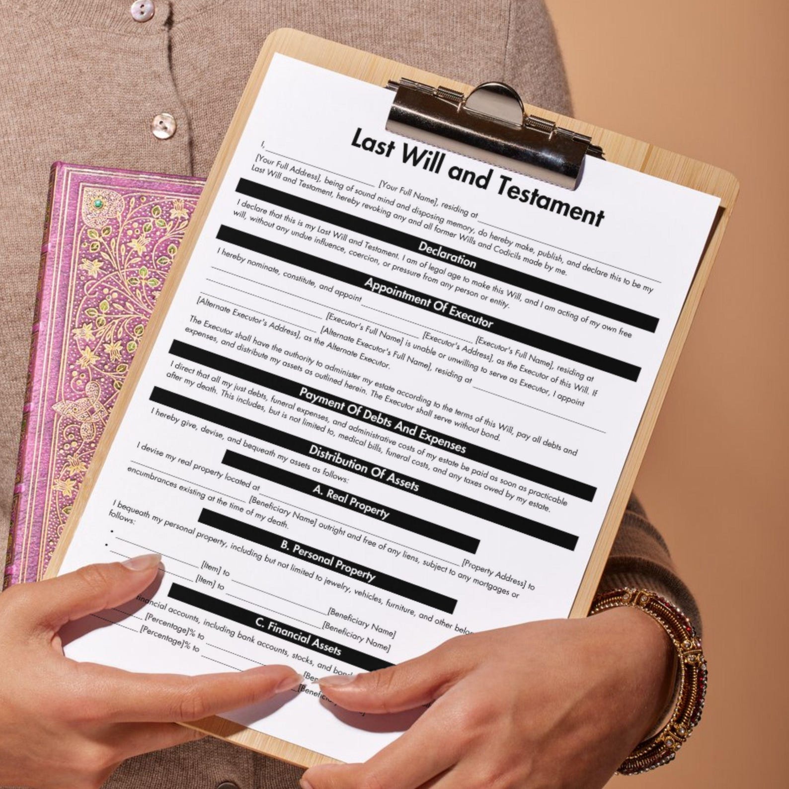Editable Last Will and Testament Template | Printable Legal Testament ...