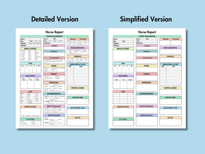 Nursing Report Sheet, ICU Nurse Report Sheet Med Surg, Nurse Brain New ...