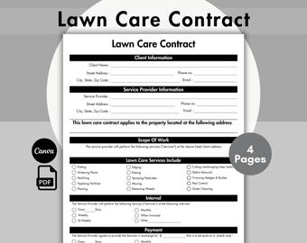 Editable Lawn Care Agreement, Single Page Landscaping Contract ...