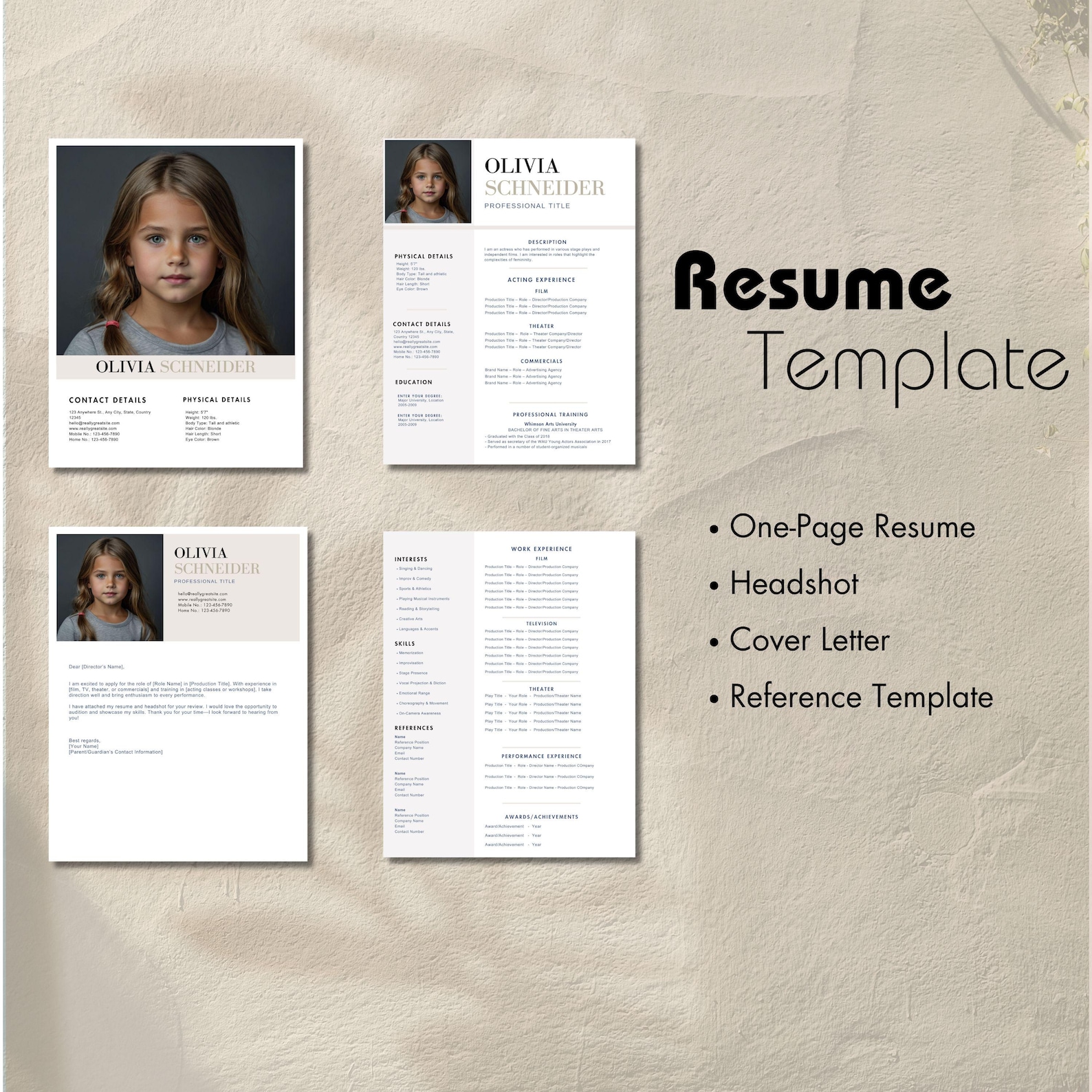 Child Actor Resume Template, Editable in Canva, Child Model Resume ...