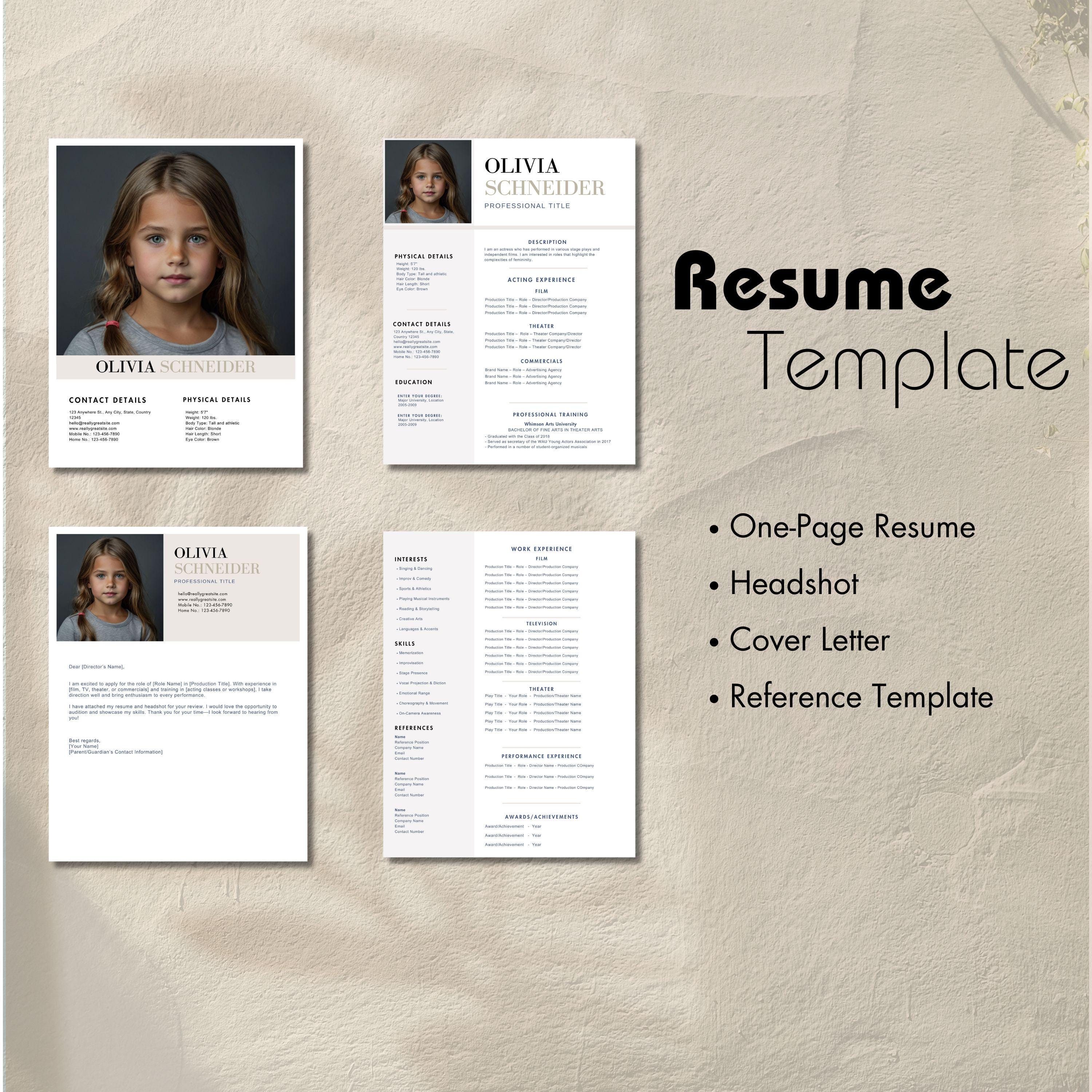 Child Actor Resume Template, Editable in Canva, Child Model Resume ...