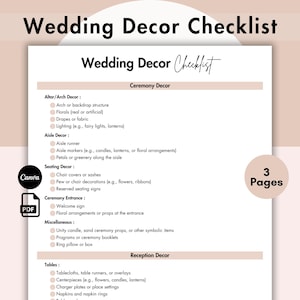 Wedding Decor Checklist, Wedding Decor Plan Checklist Template ...