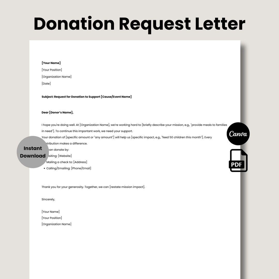 Editable Donation Request Letter, Printable Sponsorship Letter, Sponsor ...
