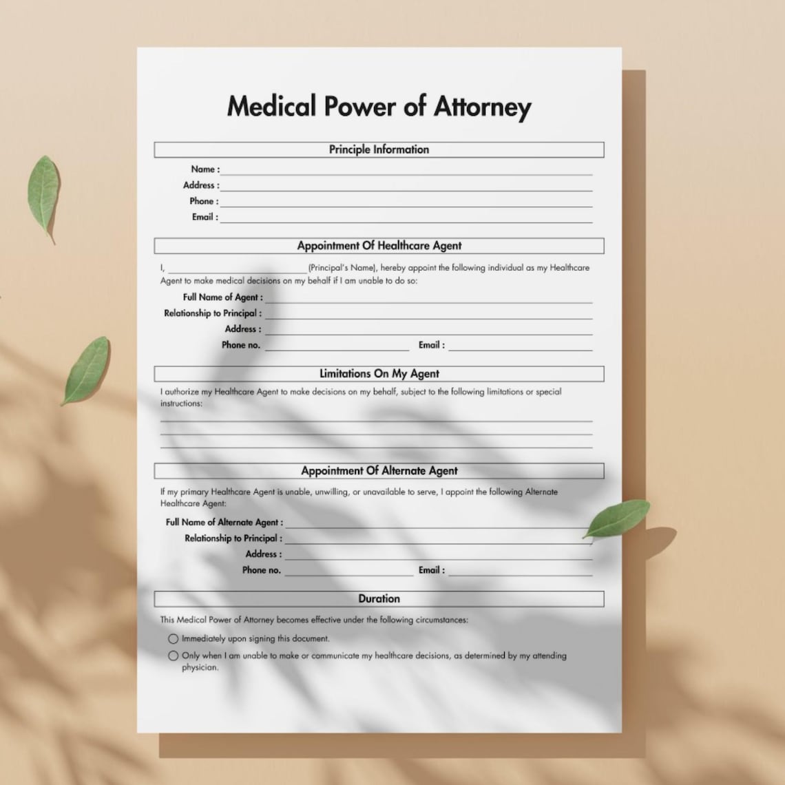 Medical Power of Attorney, Printable & Editable Medical Power of ...
