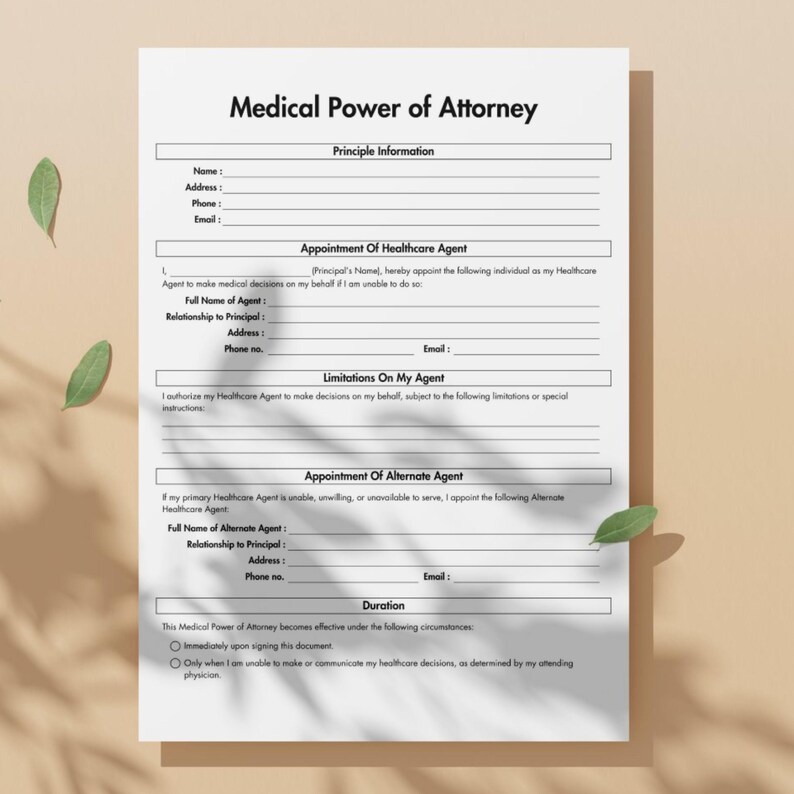Medical Power of Attorney, Printable & Editable Medical Power of ...