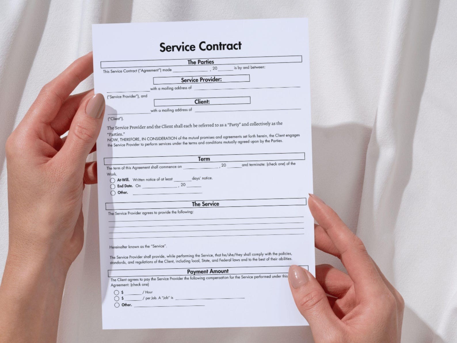 Services Contract Agreement, Printable Business Contract Template ...
